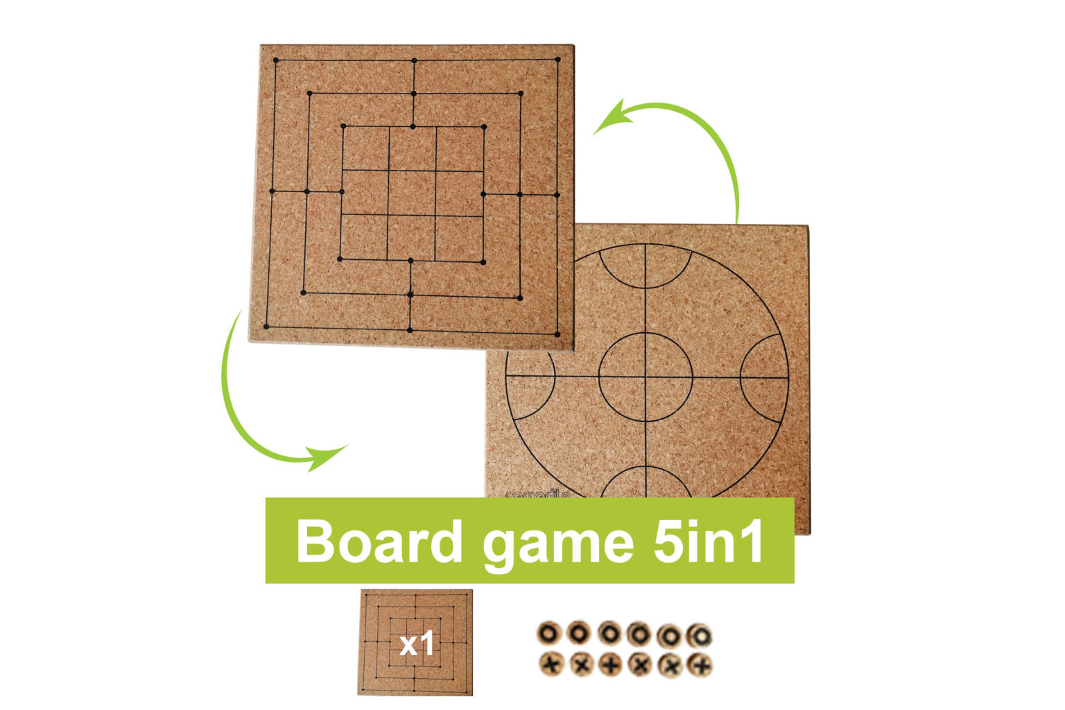 Cork Board with 5 different Games for the whole Family